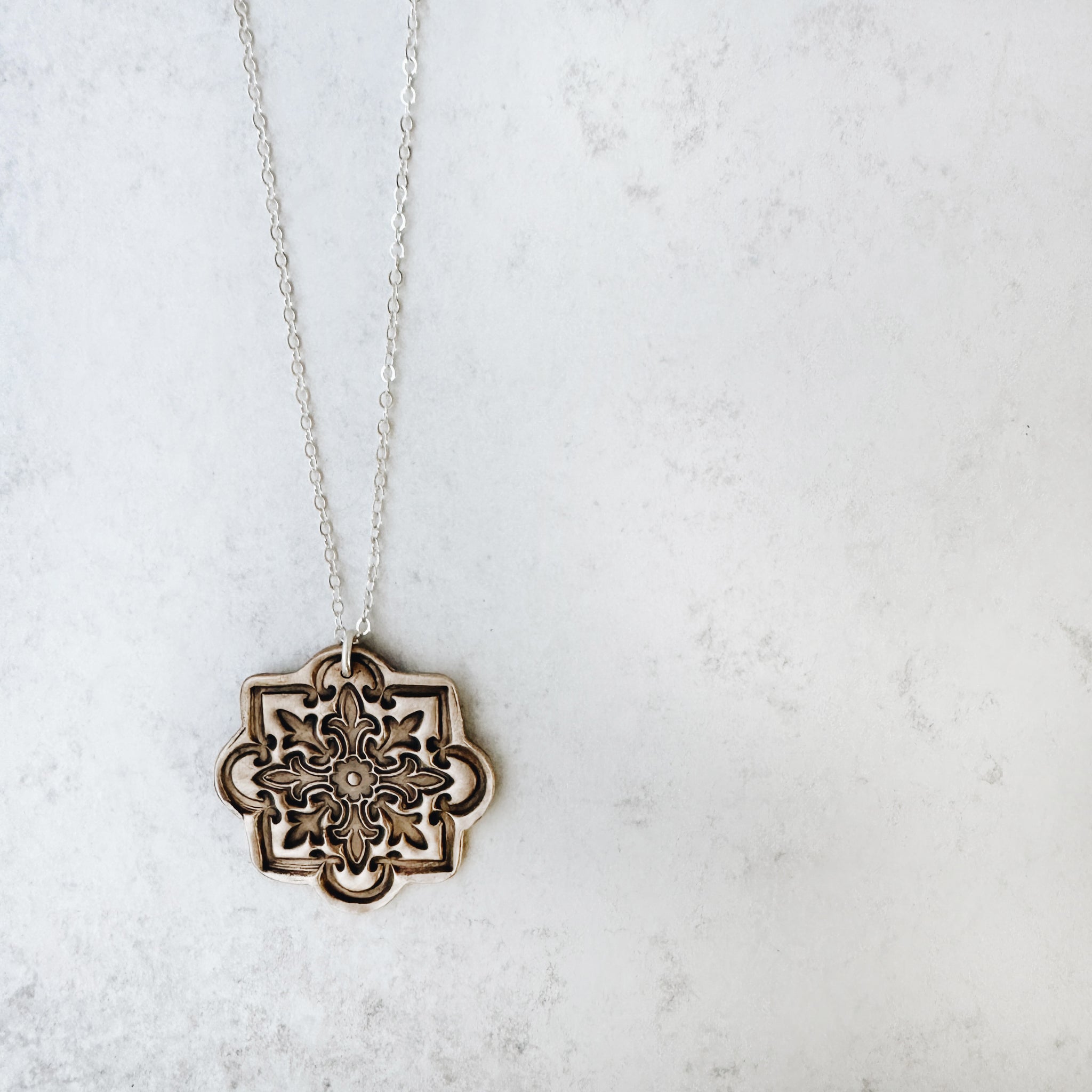Bronze Ceiling Tile Pendant Necklace | Jester Swink Jewelry